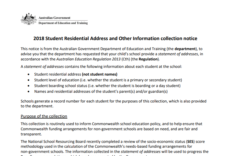 2018 Residential Address Collection